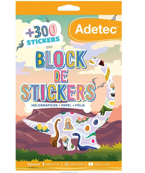 BLOCK DE STICKERS DINOSAURIOS | Libreria Matill
