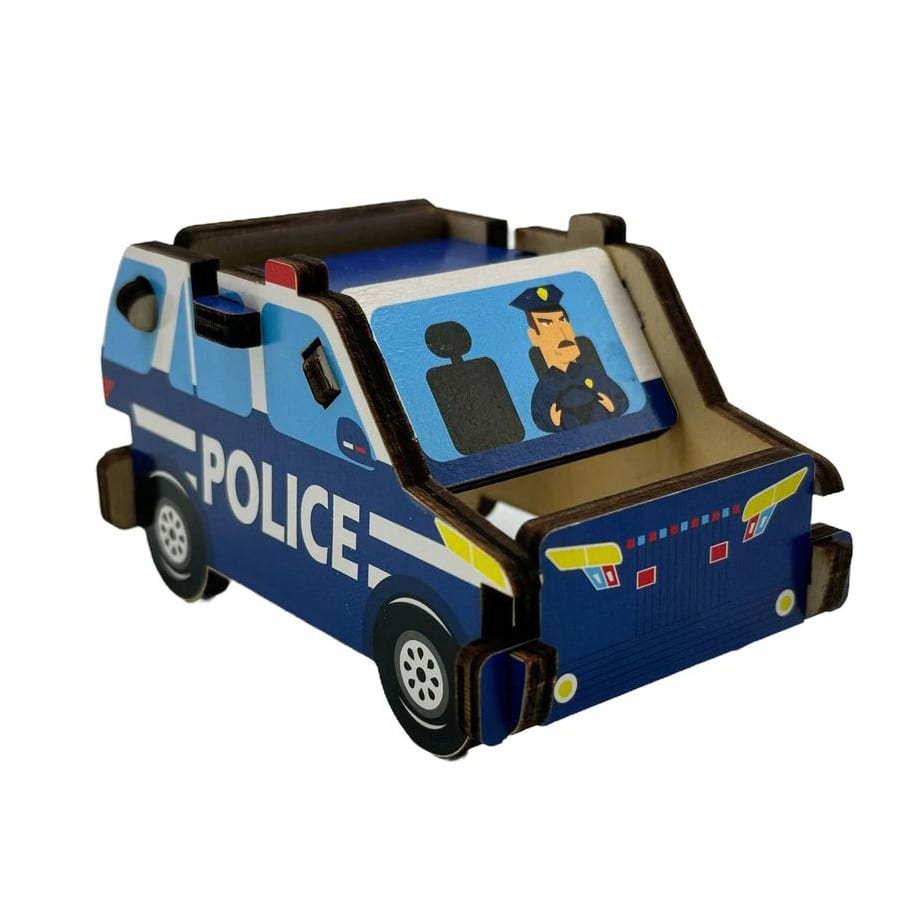 Auto Policia Madera Armable | Soletta