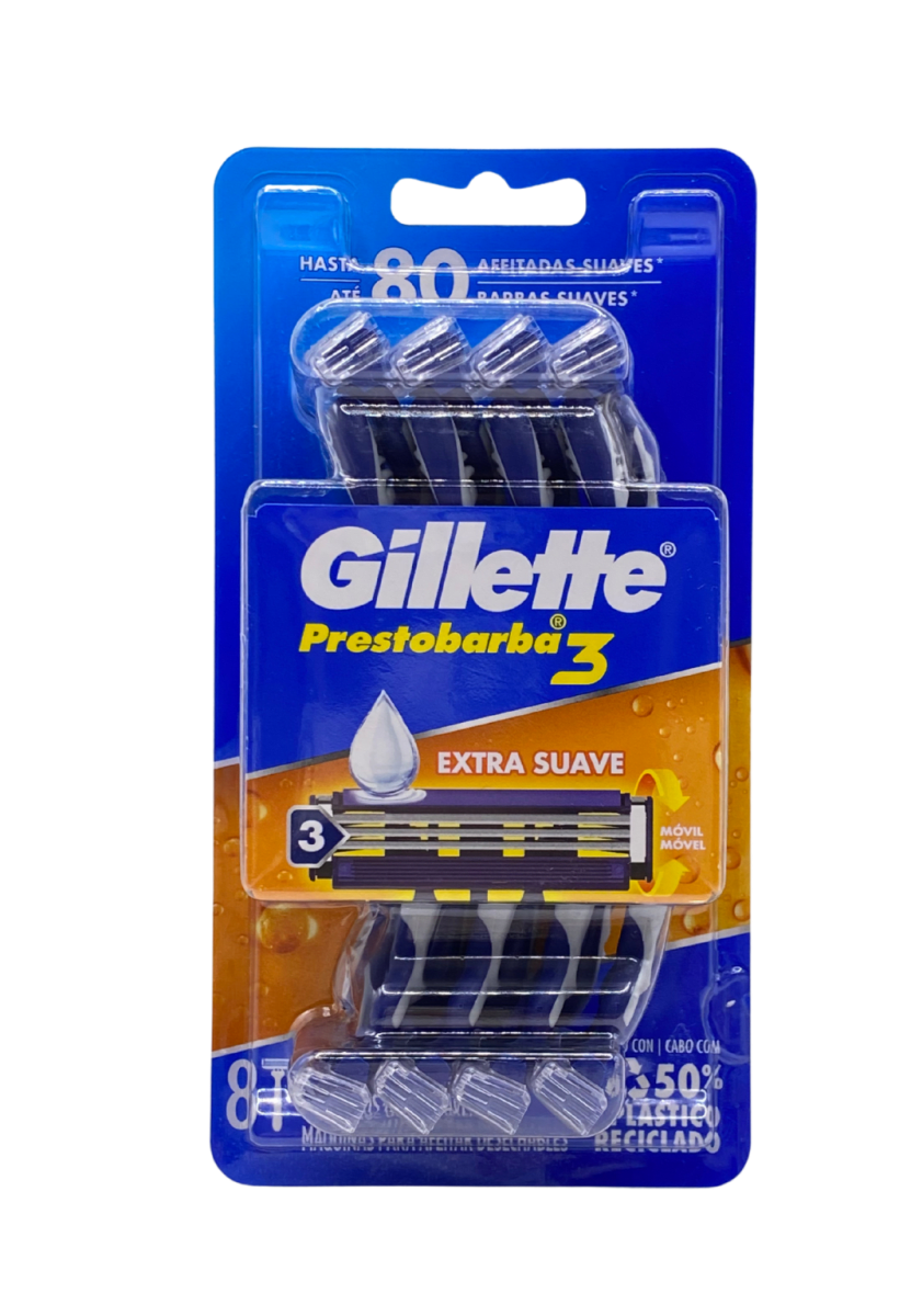 GILLETTE PRESTOBARBA 3 EXTRA SUAVE 8 MÁQUINAS | BODEGA DISCOUNT