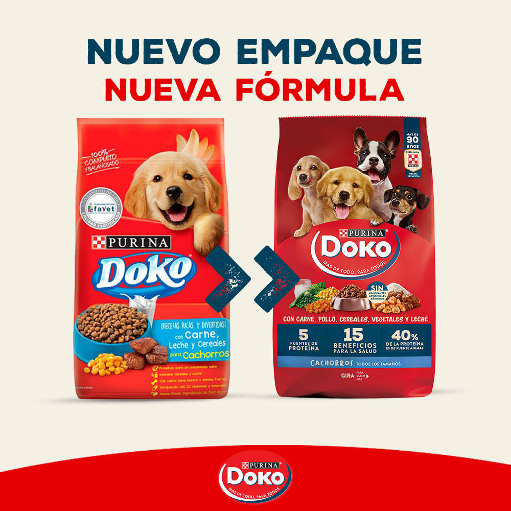 DOKO PERRO CACHORRO CON CARNE, POLLO, CEREALES Y VEGETALES Y LECHE 18 ...