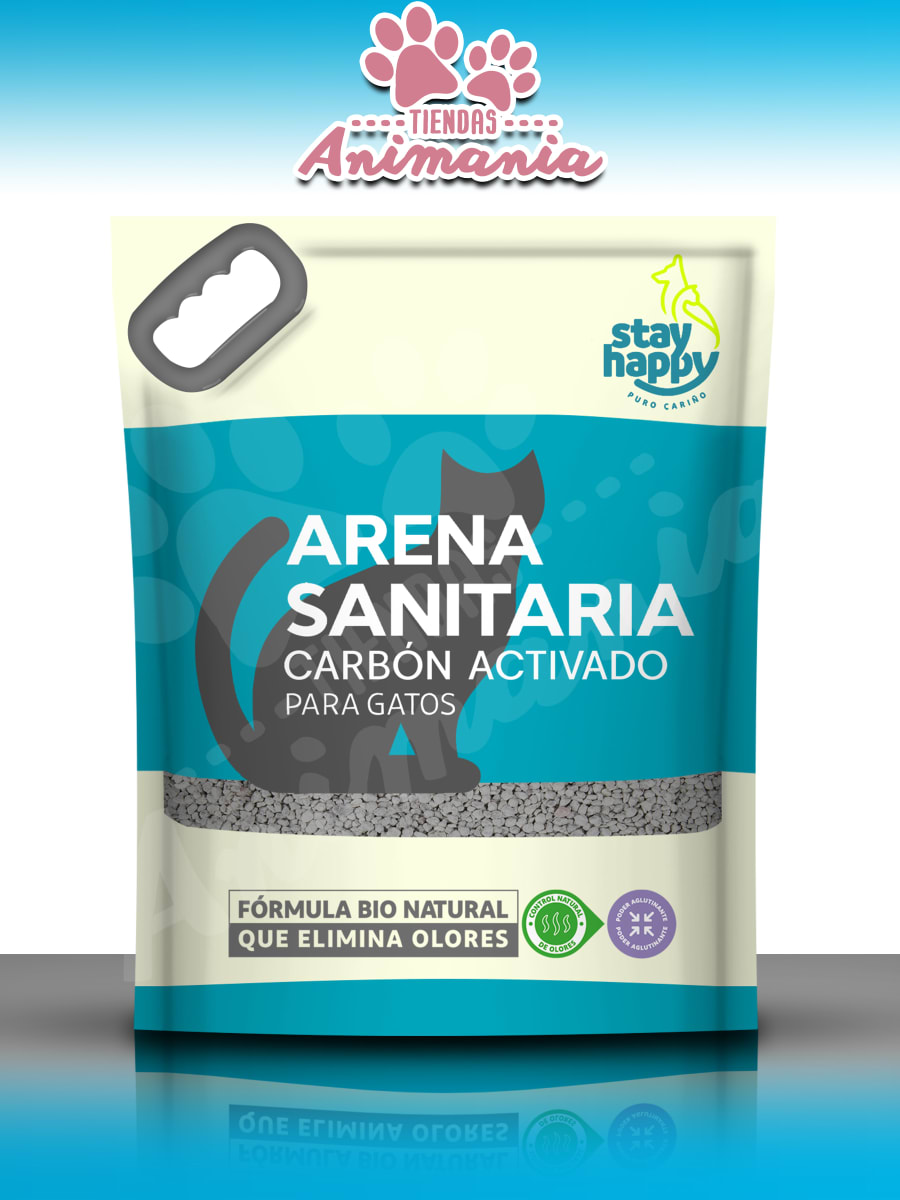 STAY HAPPY ARENA AGLUTINANTE CON CARBÓN ACTIVADO 2 KG | Animania