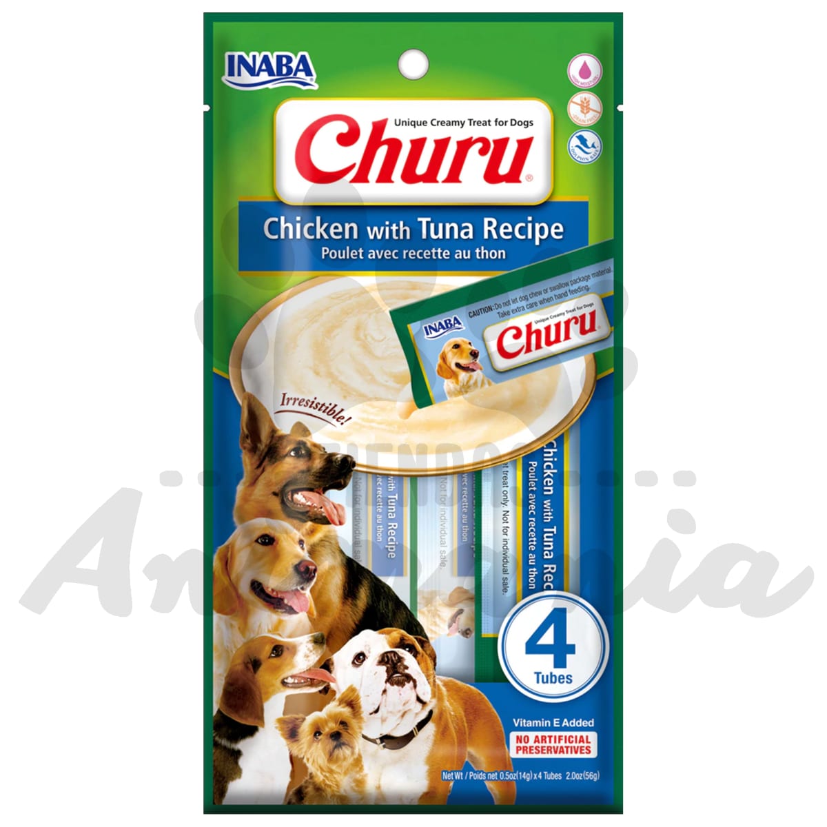 CHURU DOG PREMIO CREMOSO PARA PERROS RECETA DE POLLO CON ATUN 4 UNIDADES | Animania