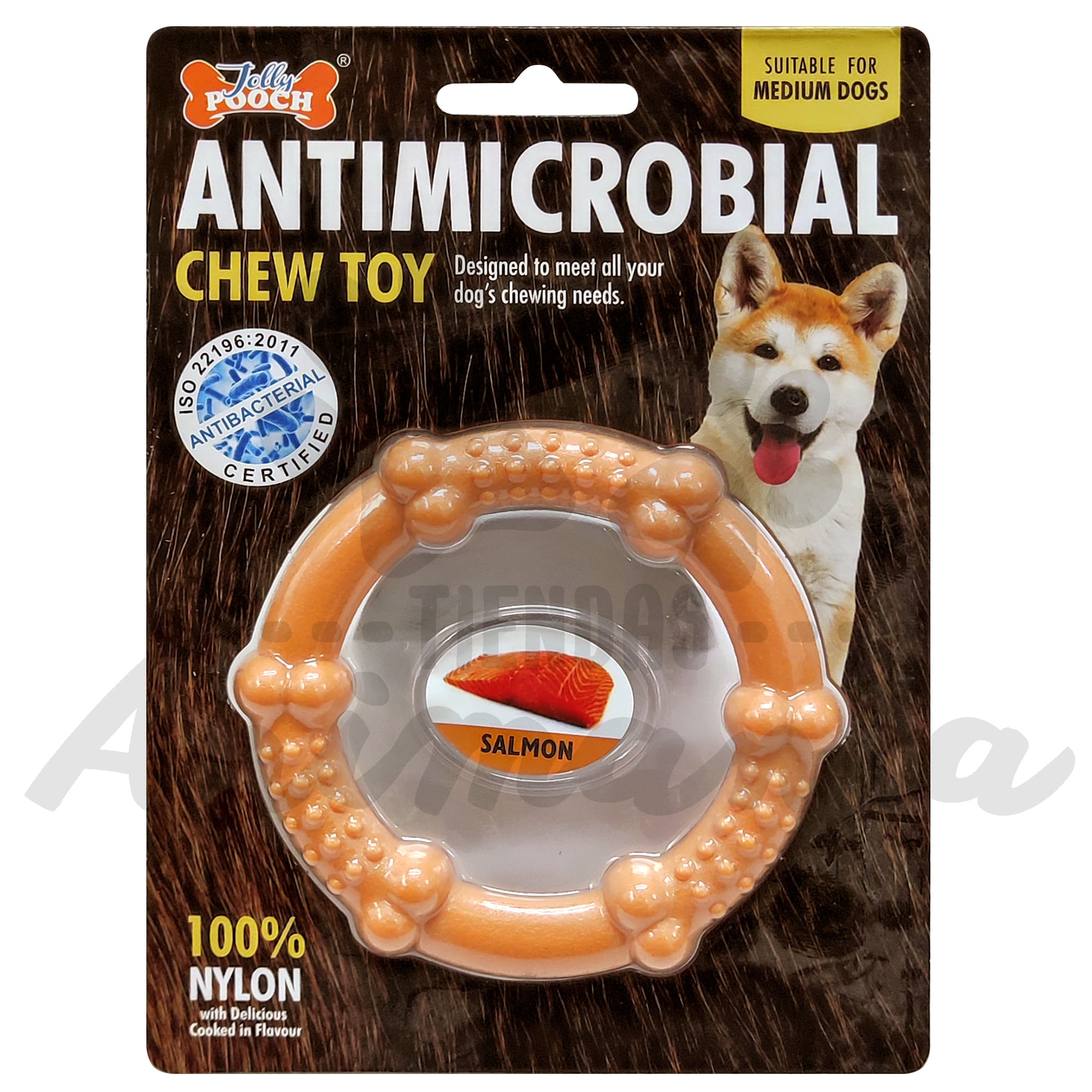 JUGUETE ANTIMICROBIAL CIRCULO DE NYLON SABOR SALMON TALLA M | Animania