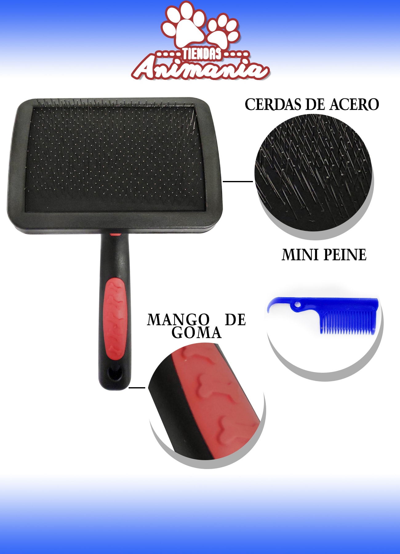 RASQUETA GRANDE MARBEN PETS CON PEINE | Animania