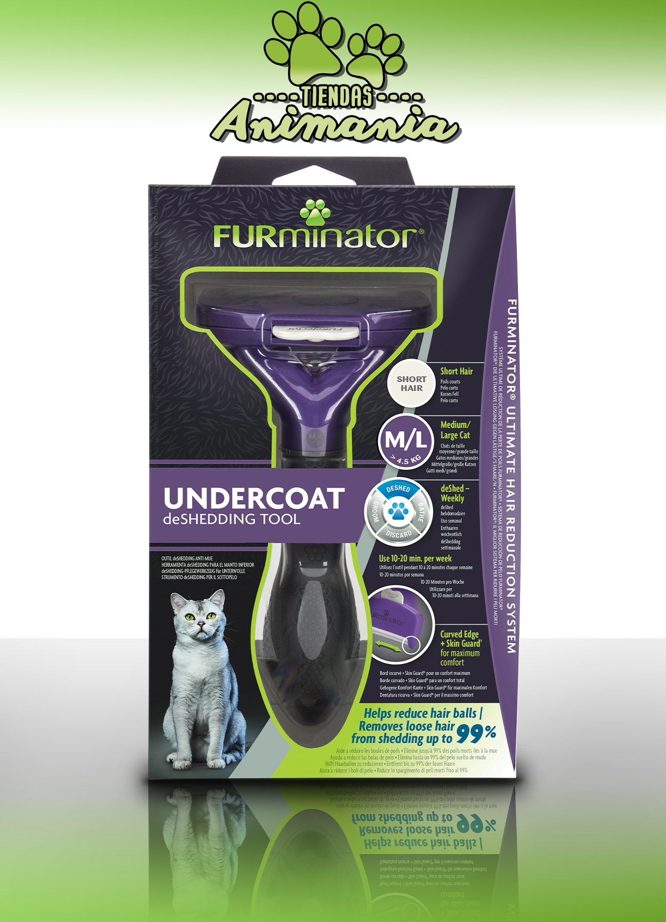 FURMINATOR UNDERCOAT DESHEDDING TOOL SHORT HAIR MEDIUM/LARGE CATS ...