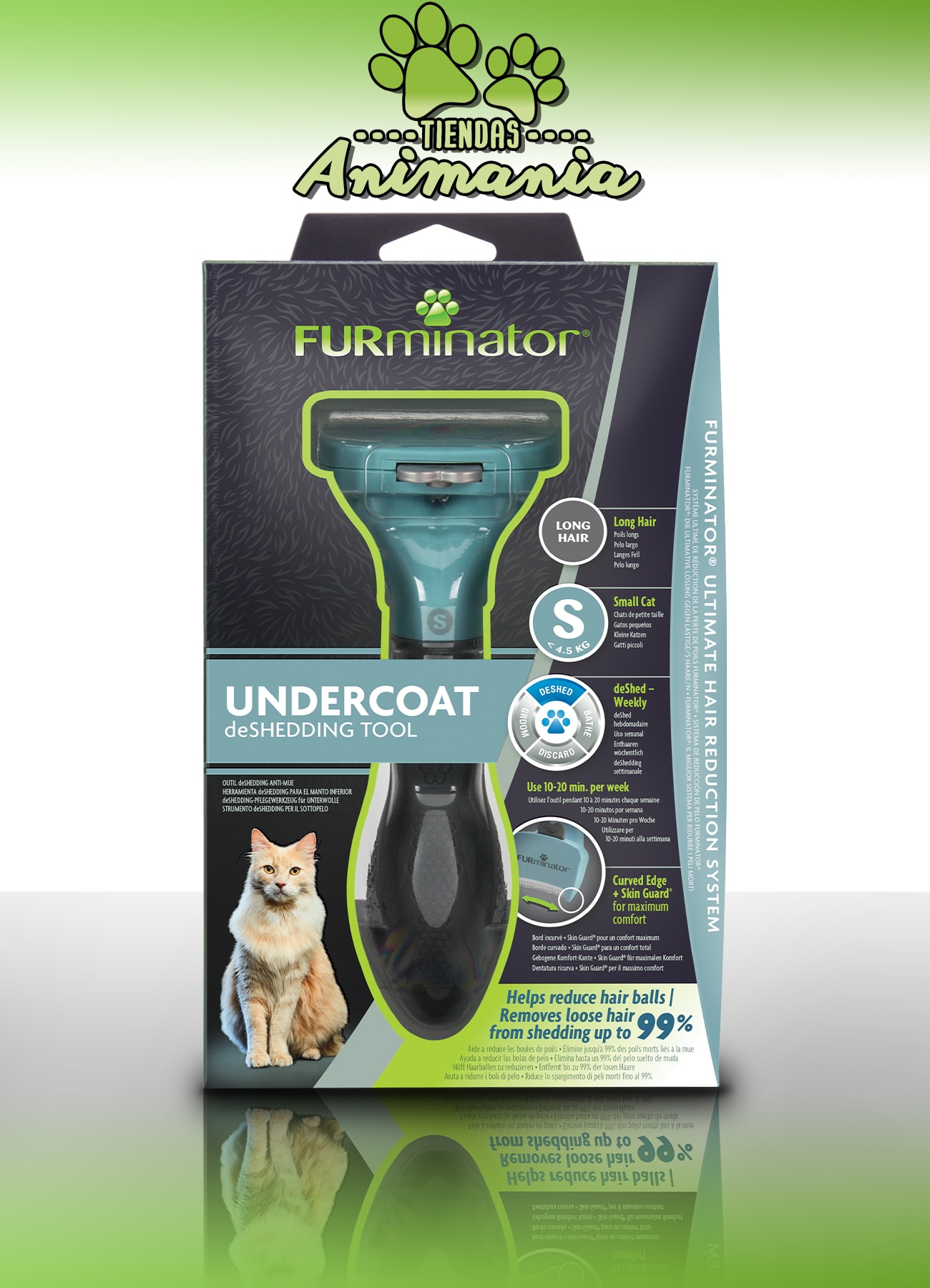 FURMINATOR UNDERCOAT DESHEDDING TOOL LONG HAIR SMALL CATS | Animania