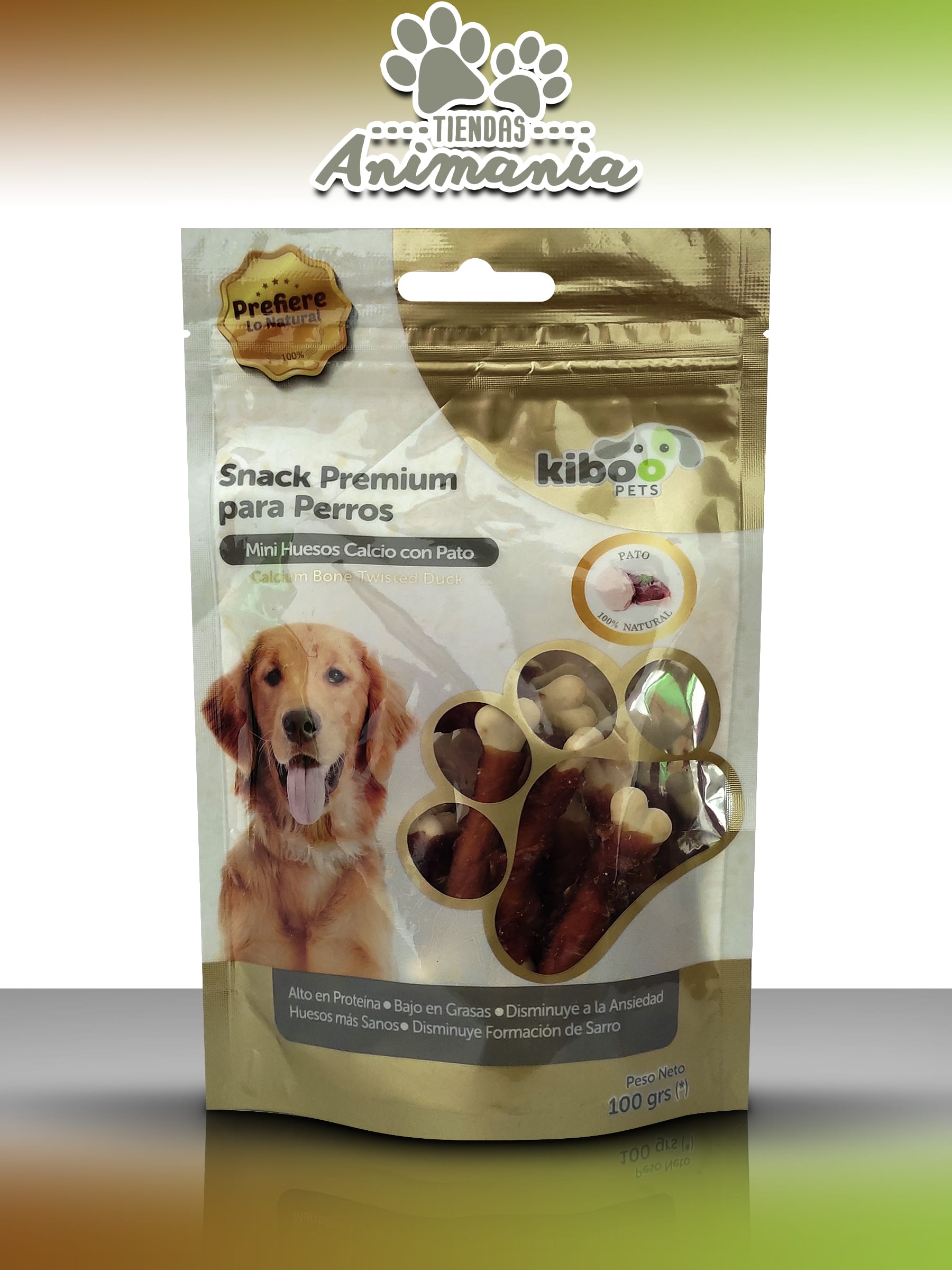 KIBOO PETS SNACK MINI HUESOS CALCIO CON PATO 100 GR | Animania