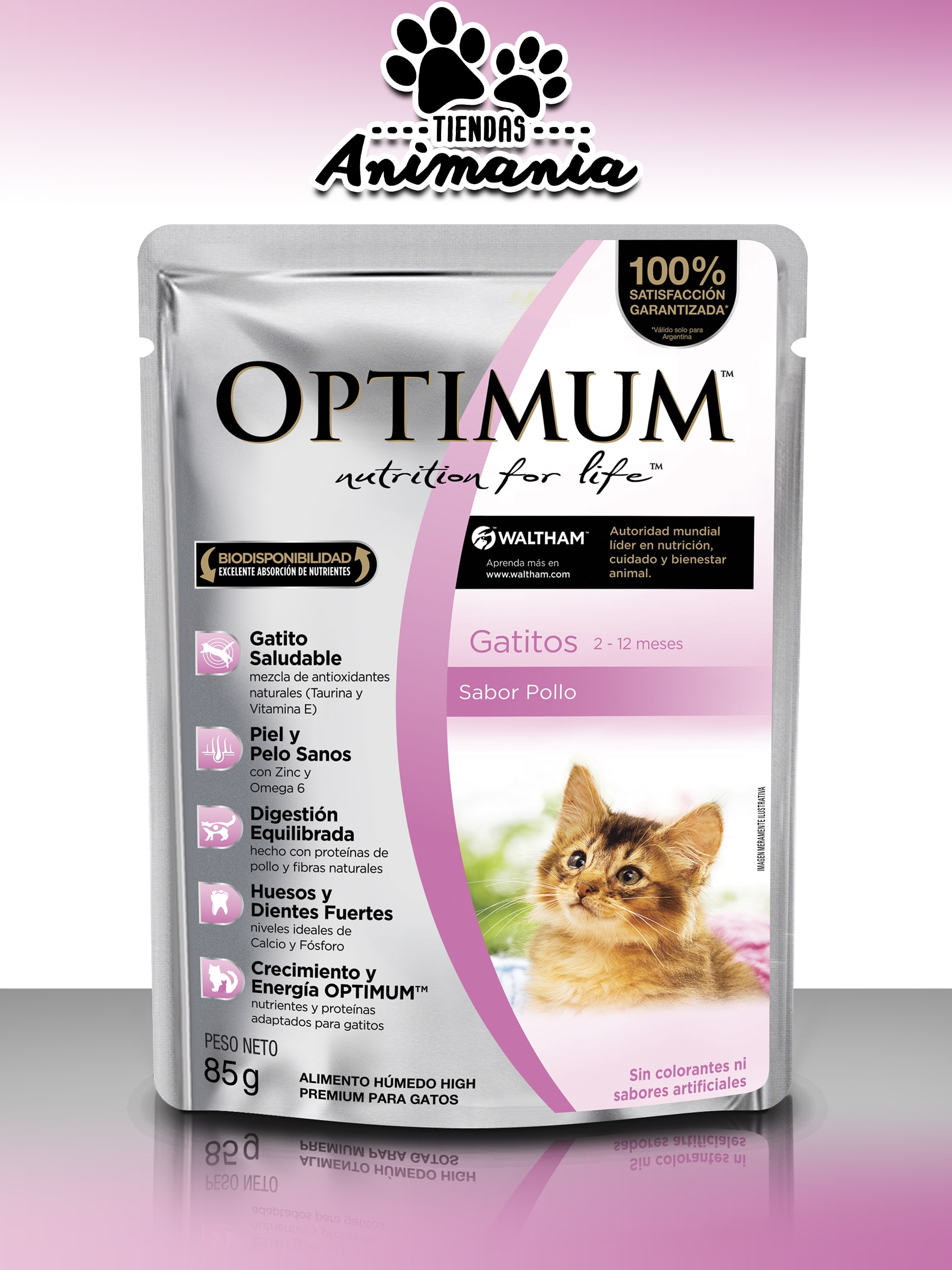 OPTIMUM POUCH GATO KITTEN | POLLO 85 GR | Animania