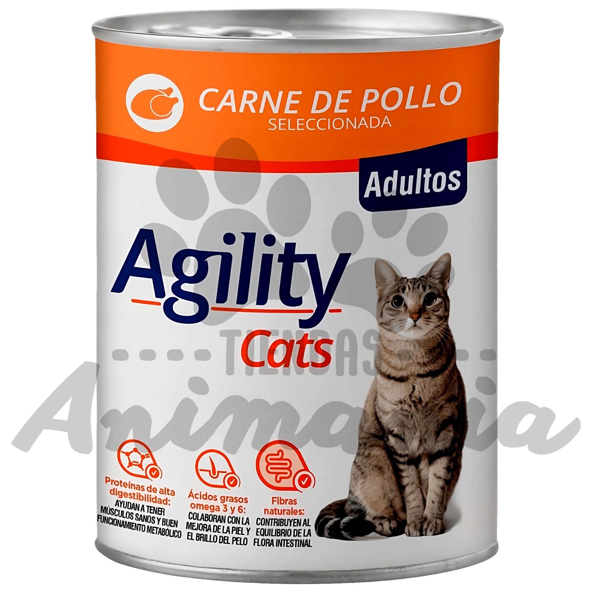 AGILITY LATA DE ALIMENTO HUMEDO PARA GATO ADULTO SABOR A POLLO 340 GR | Animania