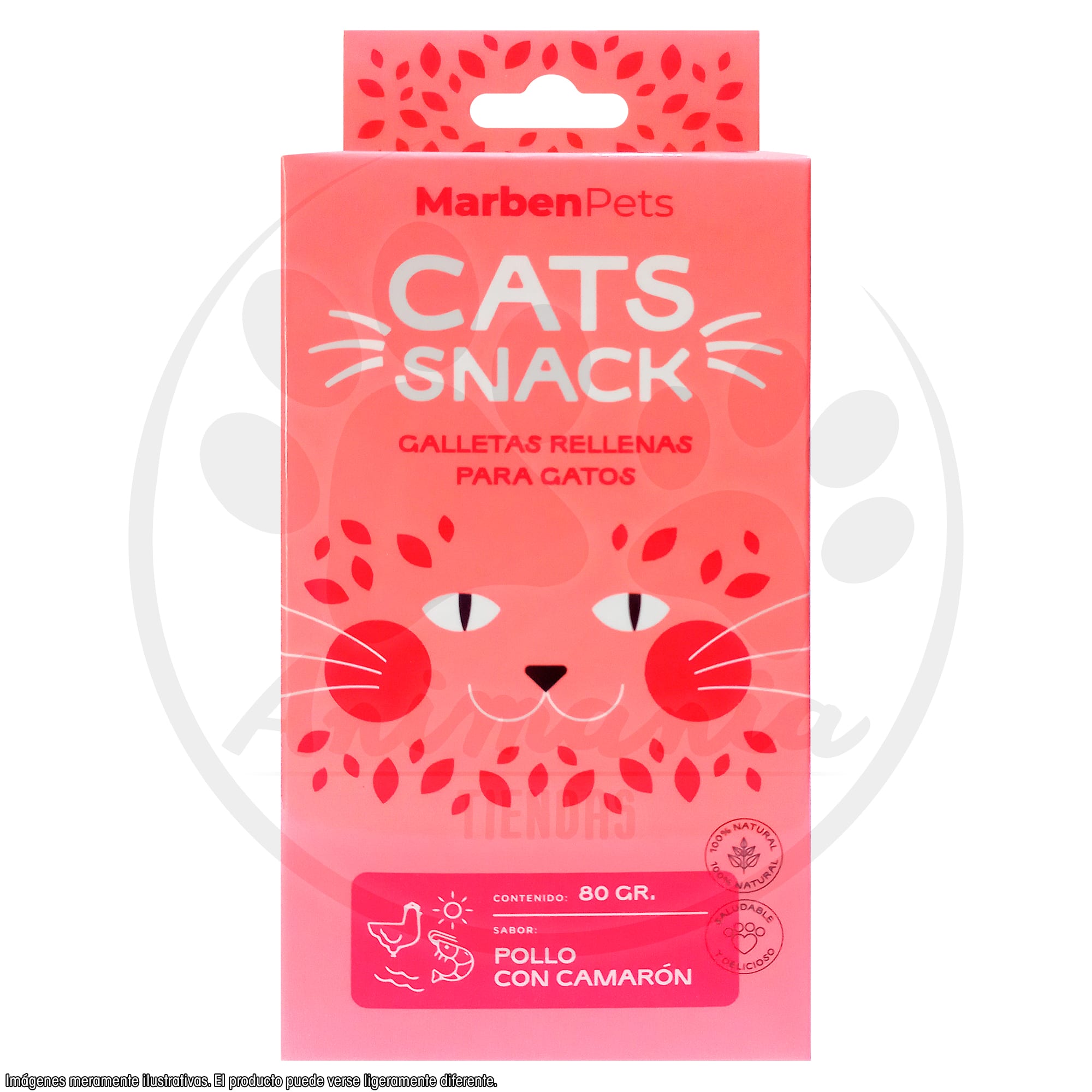 MARBEN PETS CATS SNACK GALLETAS RELLENAS CON POLLO Y CAMARON 80 GR ...