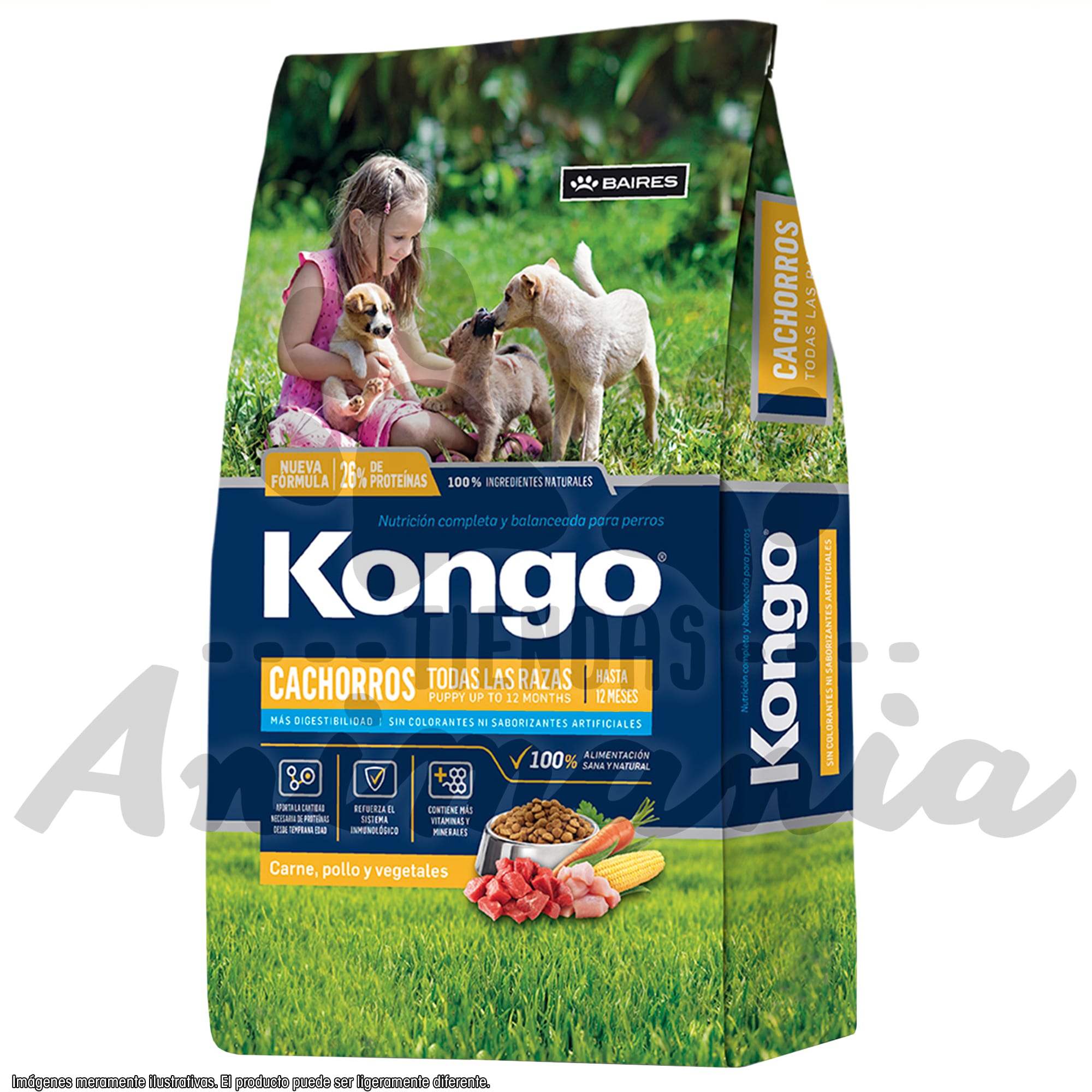KONGO PERRO CACHORRO SABOR CARNE, POLLO Y VEGETALES 15 KG | Animania
