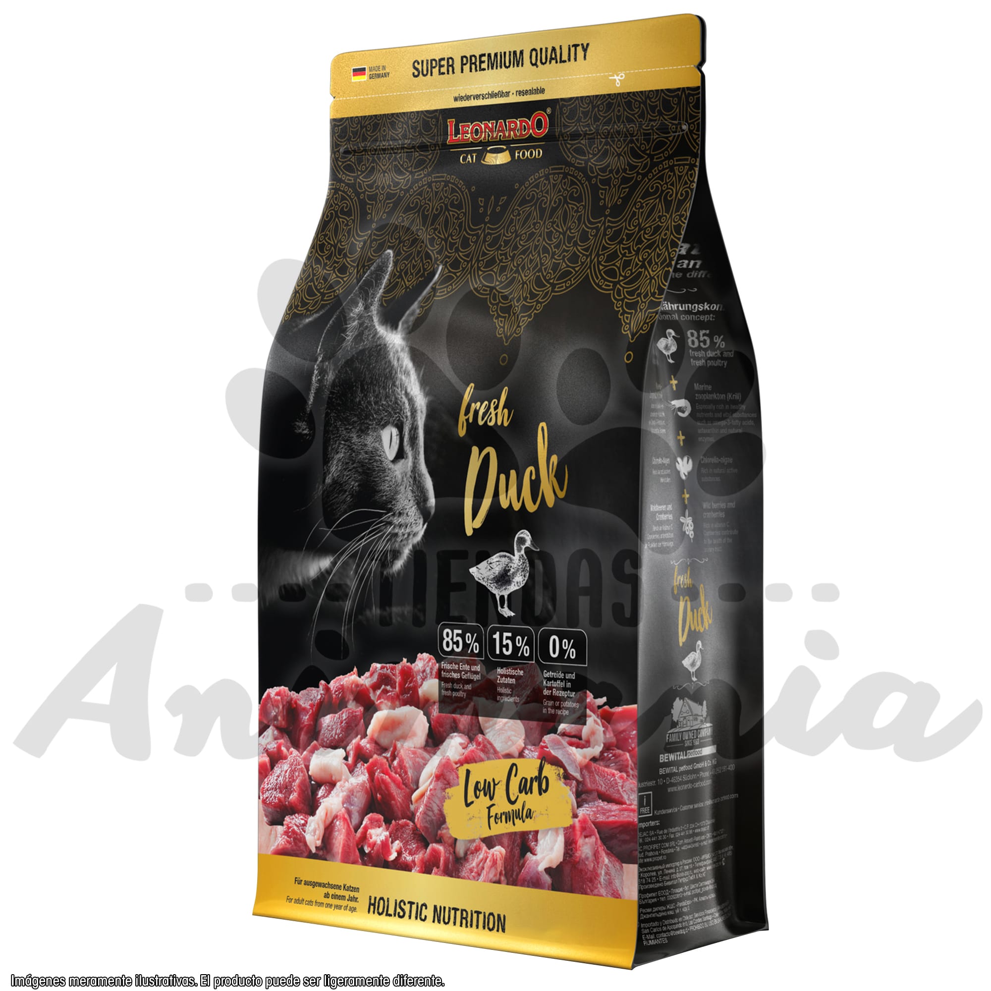 LEONARDO FRESH DUCK | GATOS ADULTOS SABOR A CARNE PATO 1.5 KG | Animania