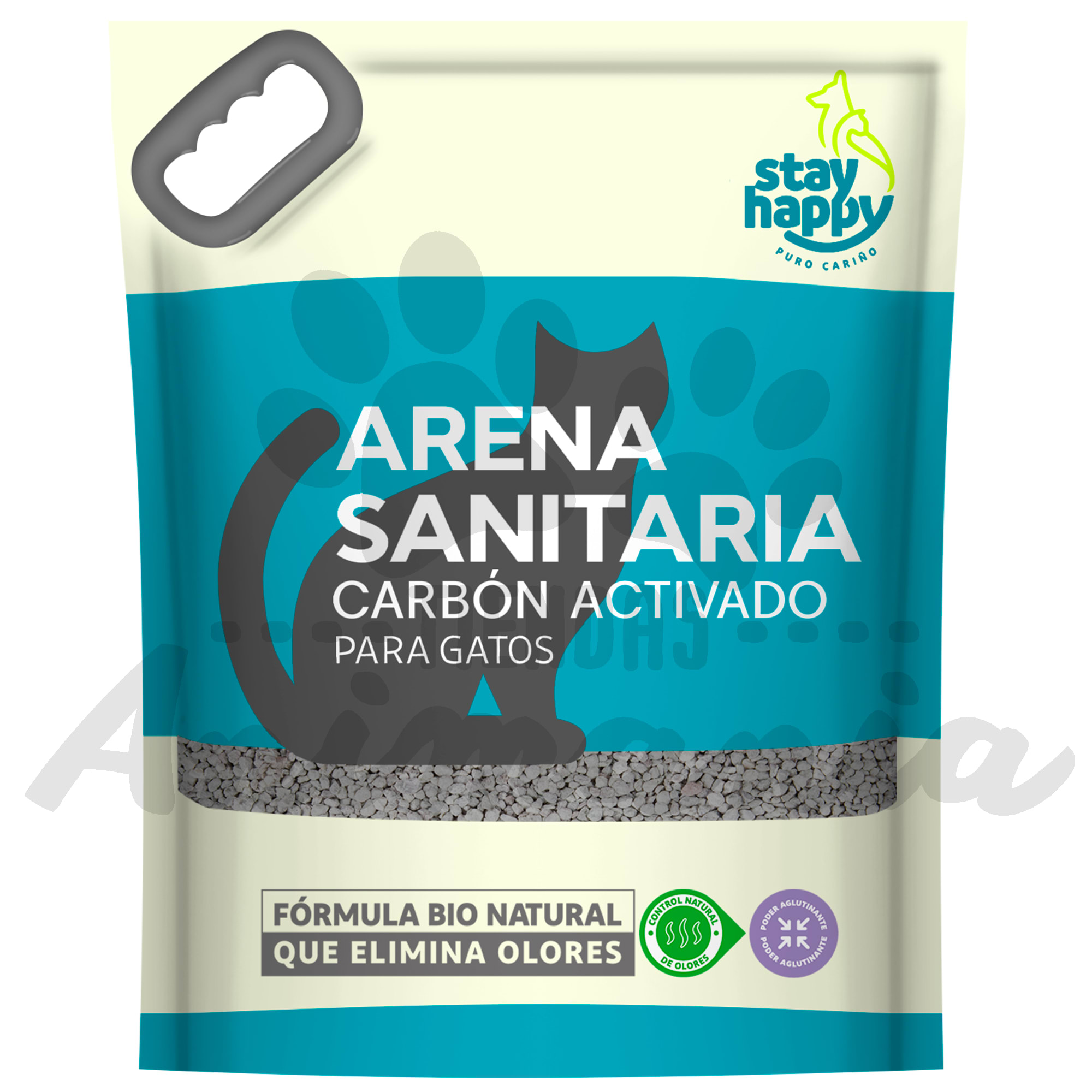 STAY HAPPY ARENA AGLUTINANTE CON CARBÓN ACTIVADO 10 KG | Animania
