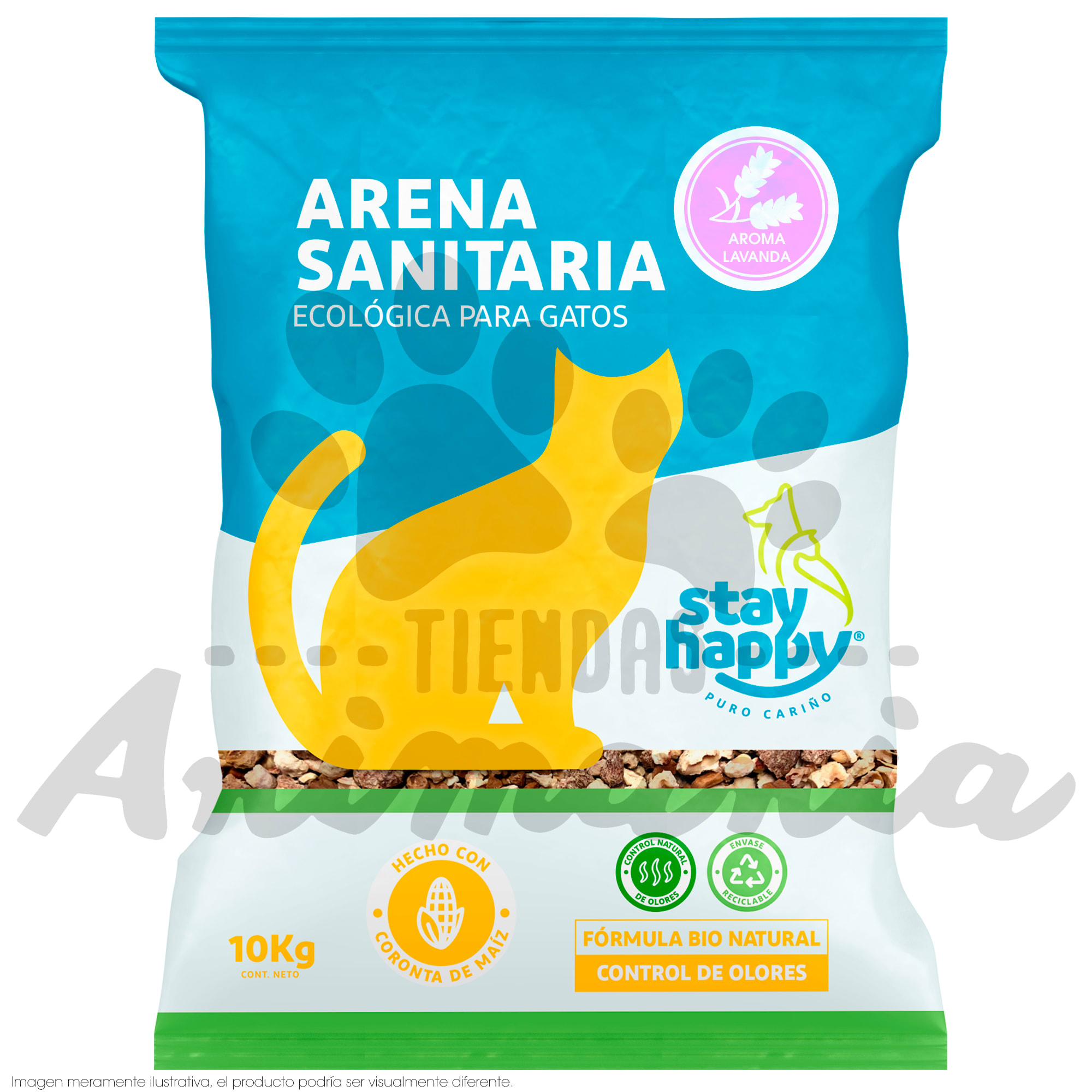 STAY HAPPY ARENA SANITARIA ECOLÓGICA AROMA LAVANDA 2 KG | Animania