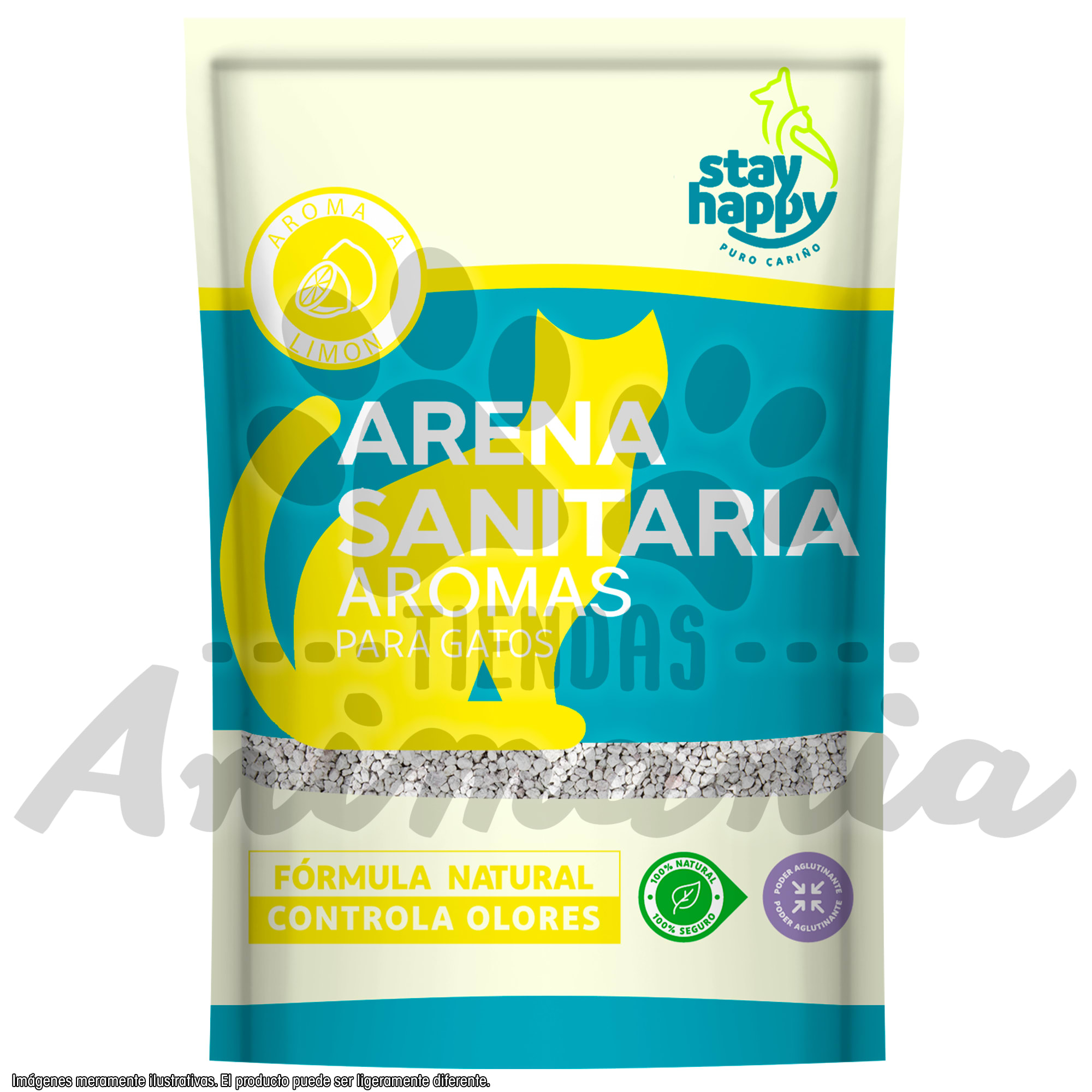 STAY HAPPY ARENA AGLUTINANTE AROMA LIMON 10 KG | Animania