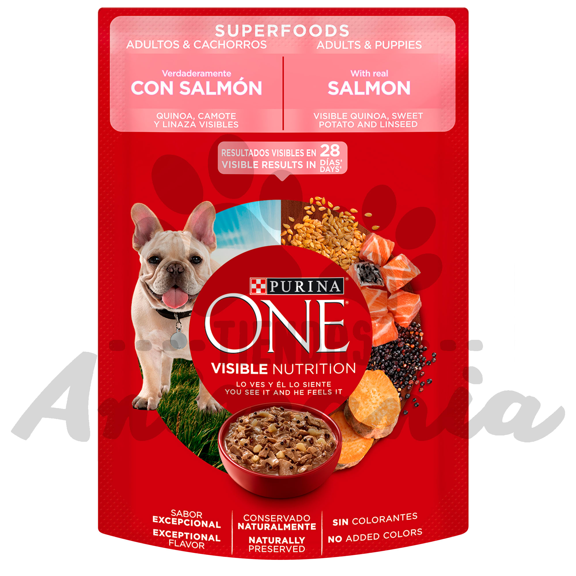 PURINA ONE POUCH PERROS SUPERFOODS ADULTOS Y CACHORROS SALMON 85 GR ...