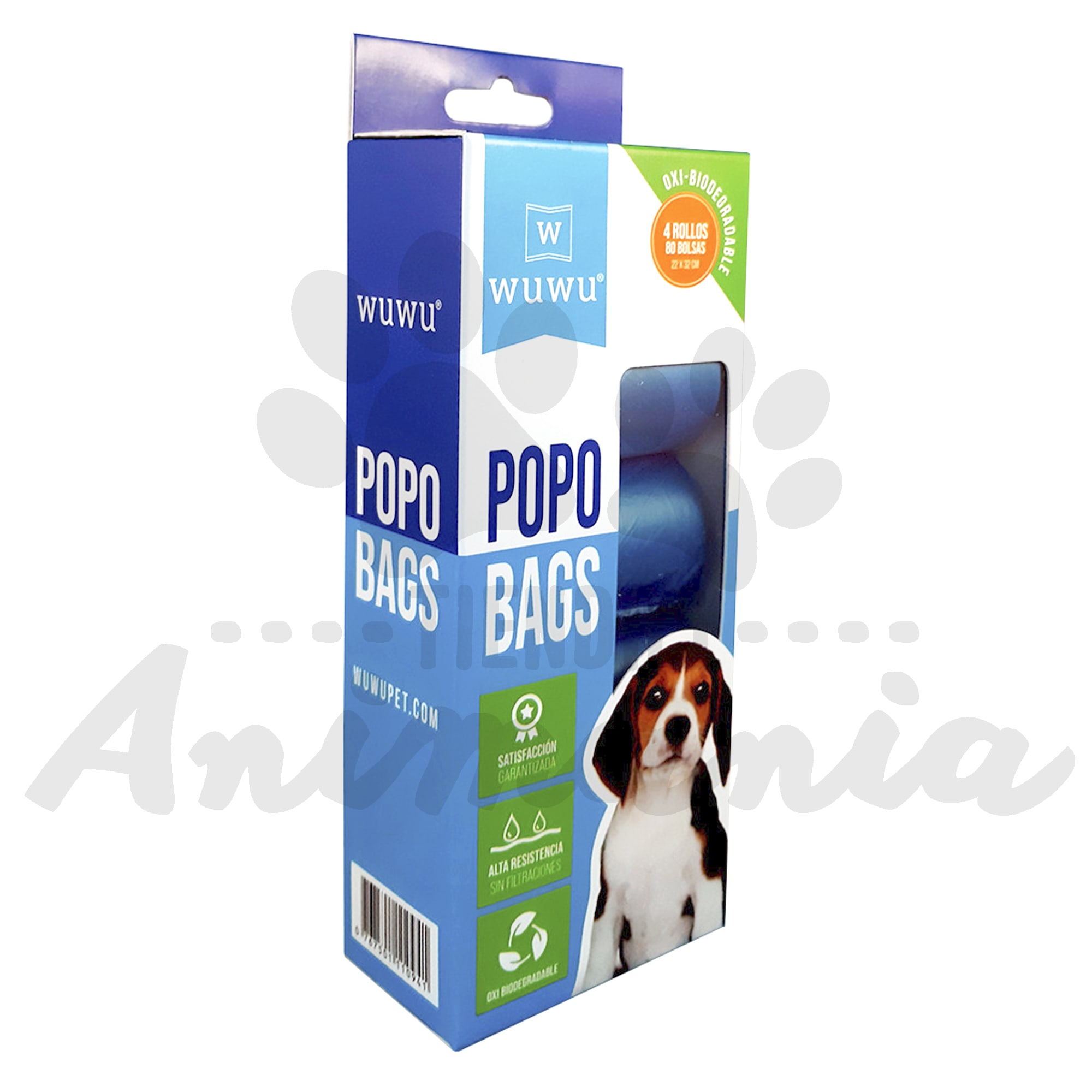 BOLSA WUWU POPO BAGS 4 ROLLOS x 15 BOLSAS OXIBIODEGRADABLES | Animania