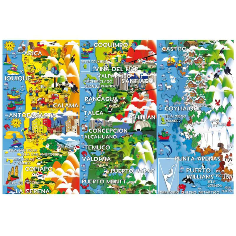Puzzle 200 piezas Mapa de Chile | Nuevo - Lúdiko - juguetes didácticos