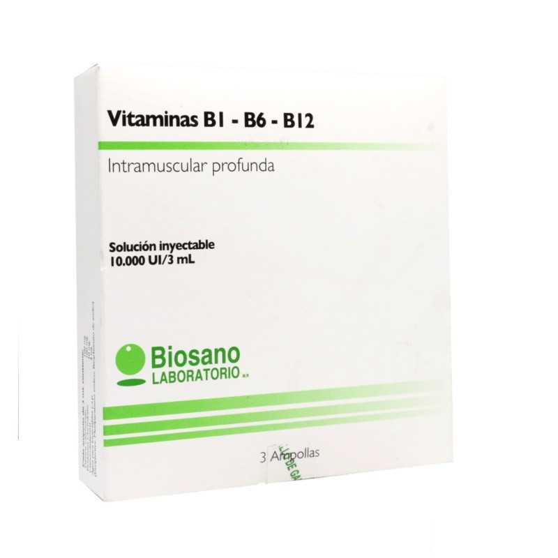 VITAMINA B1 B2 B12 INYECTABLE X 3 AMPOLLAS | FarmaciaSole
