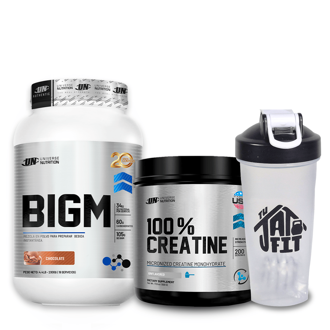BIGM 2KG CHOCOLATE + 100% CREATINE UN 250G + SHAKER | tujatofit