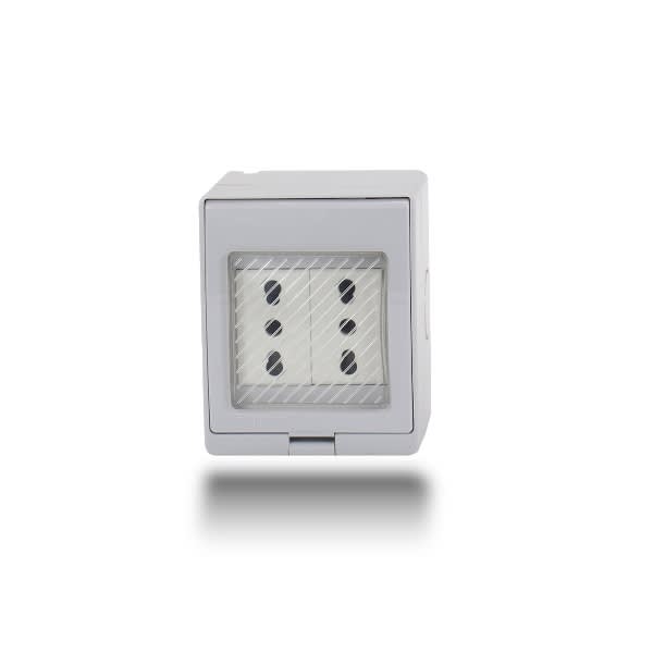 CAJA HIDROBOX DOBLE CON ENCHUFES 10/16A IP55 | Nuevo URNAV