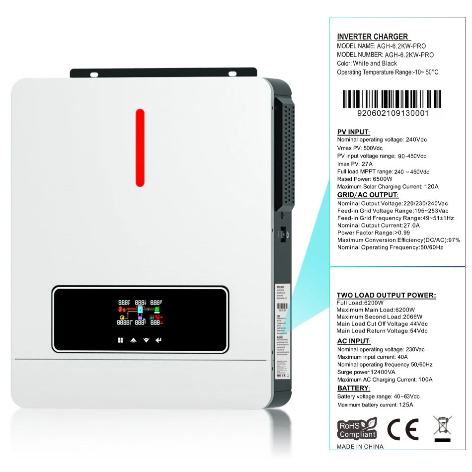 Inversor Solar MPS-V ECO 6200W 48V MPPT 120A | Natura Energy es ...