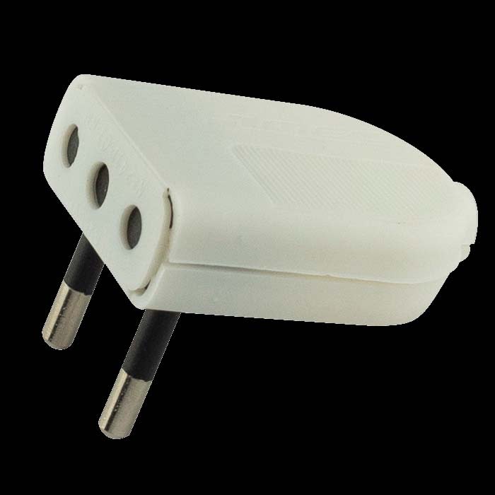 ENCHUFE MACHO CONVERTIBLE 2P 10A BLANCO SIN TIERRA MEC | ELECTRICIDAD PJ