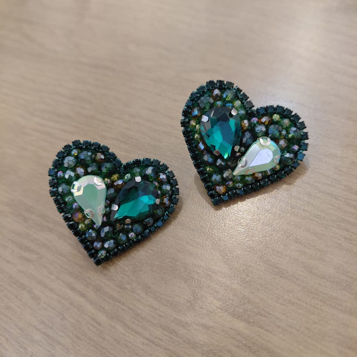 Aros Corazón Topitos verde | Creadoras SPA