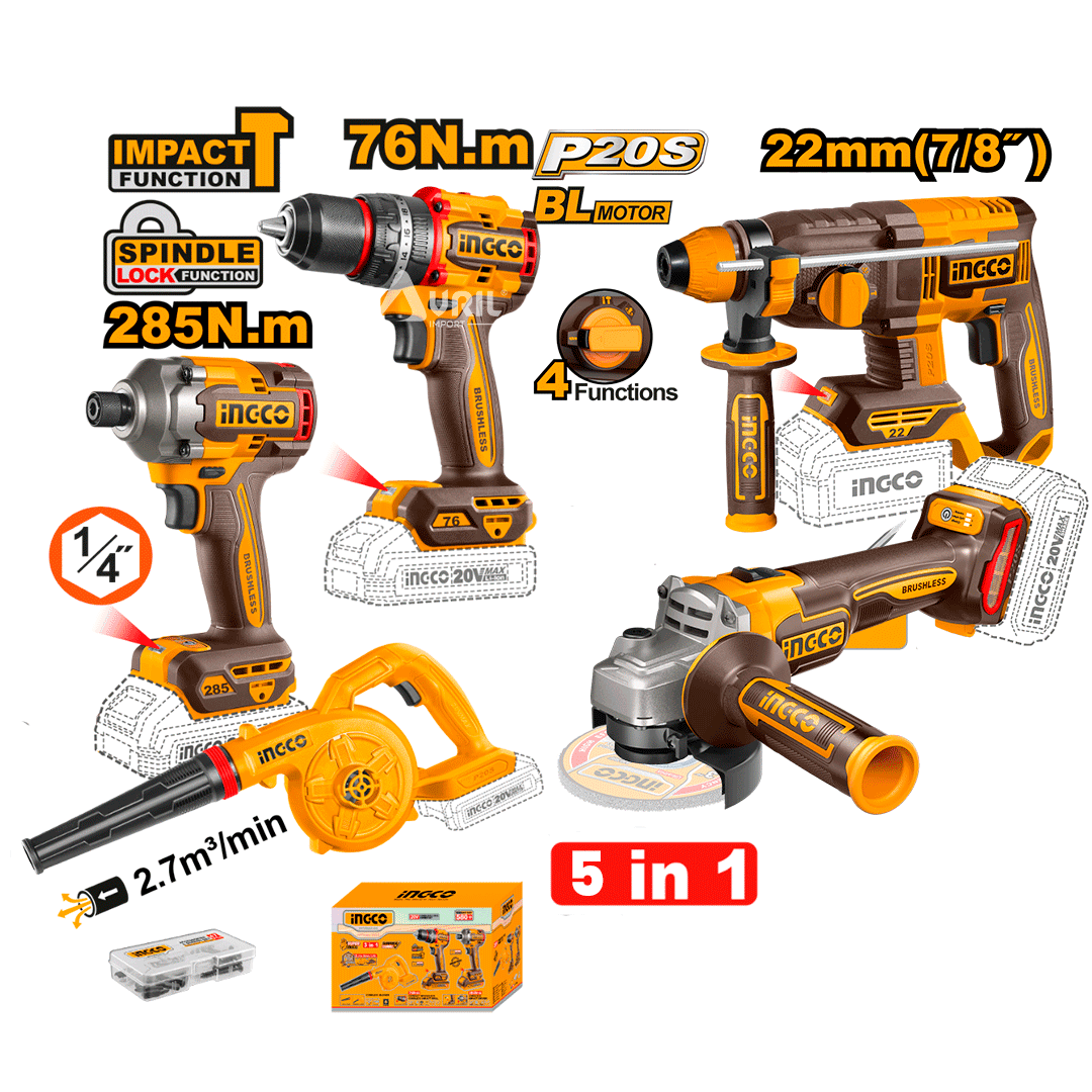 5 EN 1 INGCO 20V 2AH INDUSTRIAL | Avril Import