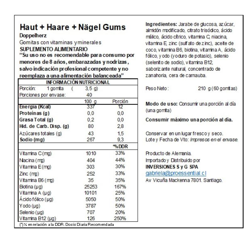Piel + Cabello + Uñas (Gomitas con Biotina y Zinc) | Pro Essential