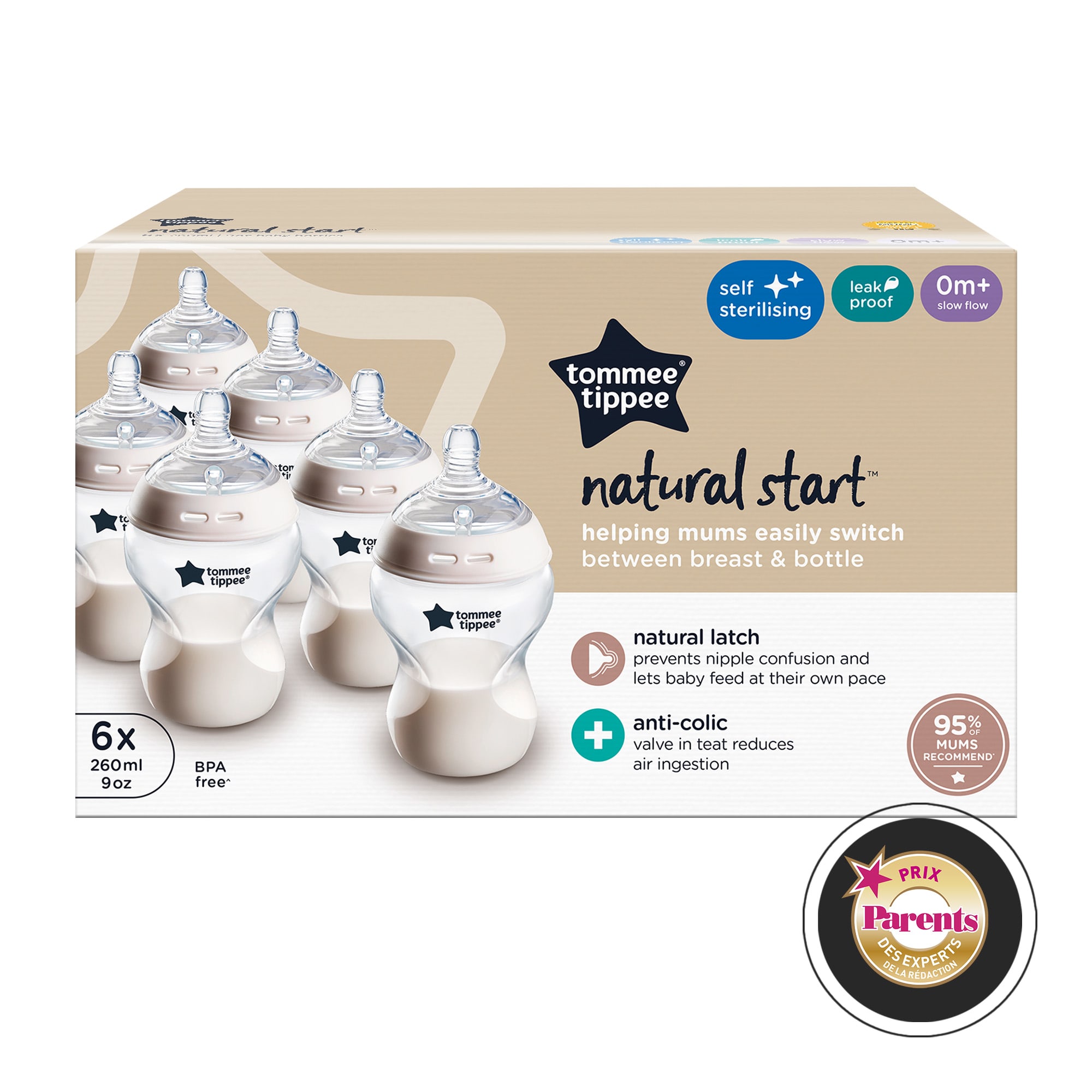 SET 6 MAMADERAS DE INICIO NATURAL START 260ML | Mundo Petit