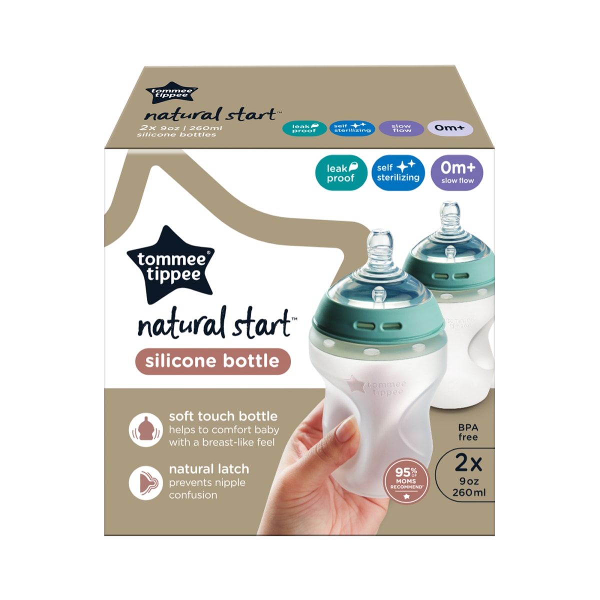 SET 2 MAMADERAS NATURAL START DE SILICONA 260ML | Mundo Petit