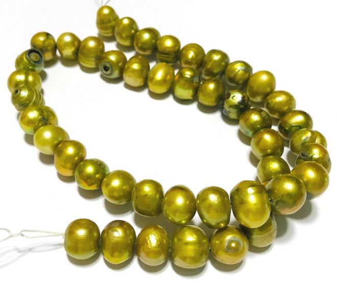 Perla Natural Potato Verde Oliva 9mm (Tira) | Mundo del Joyero