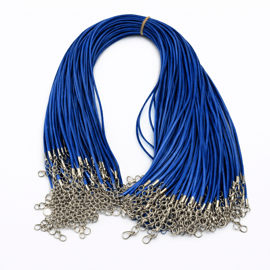 Collar Simil Cuero Azúl 2mm Broche (Tira) | Mundo del Joyero