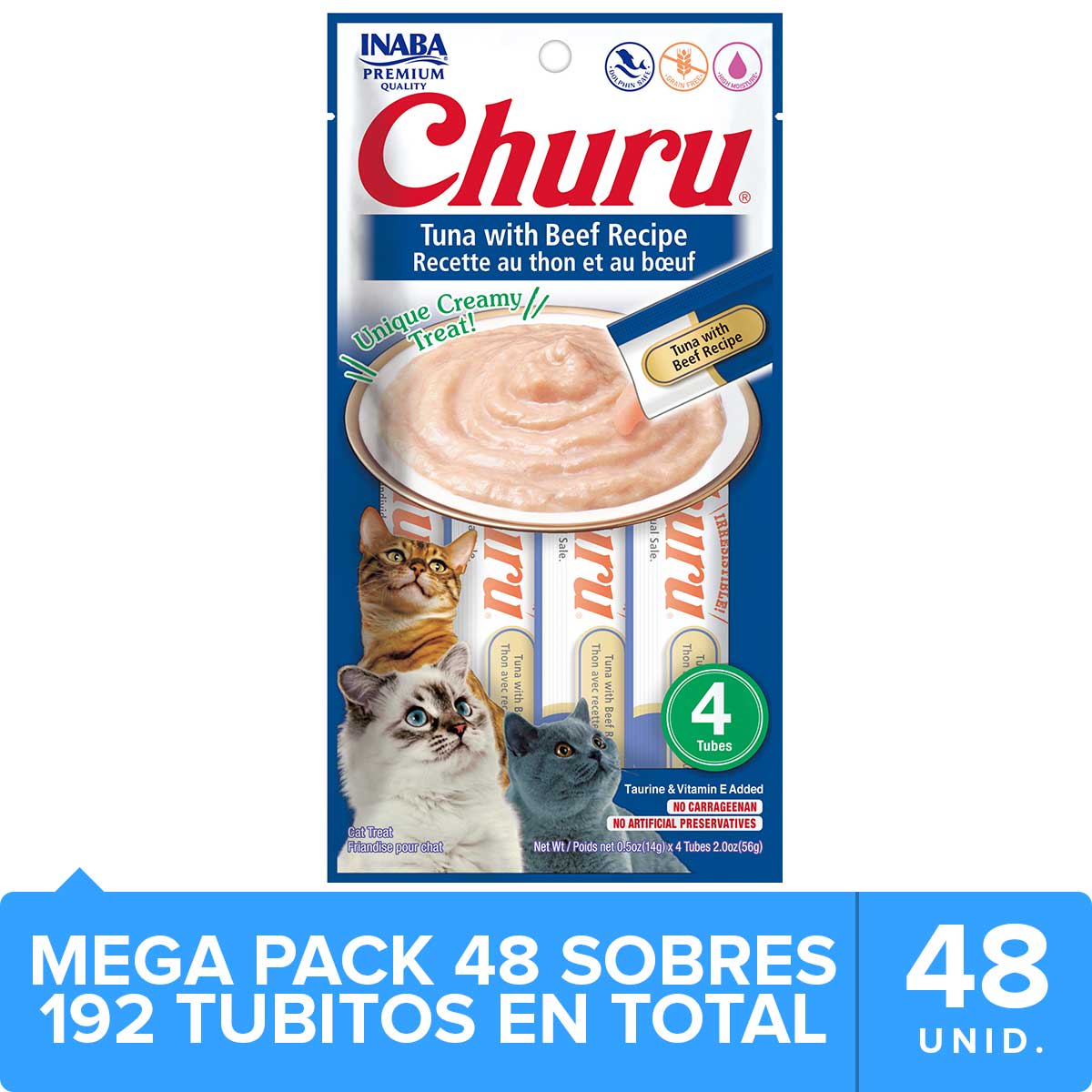 Inaba Ciao Churu Cat Mega Pack Caja 48un Atún y Carne (192 tubitos ...
