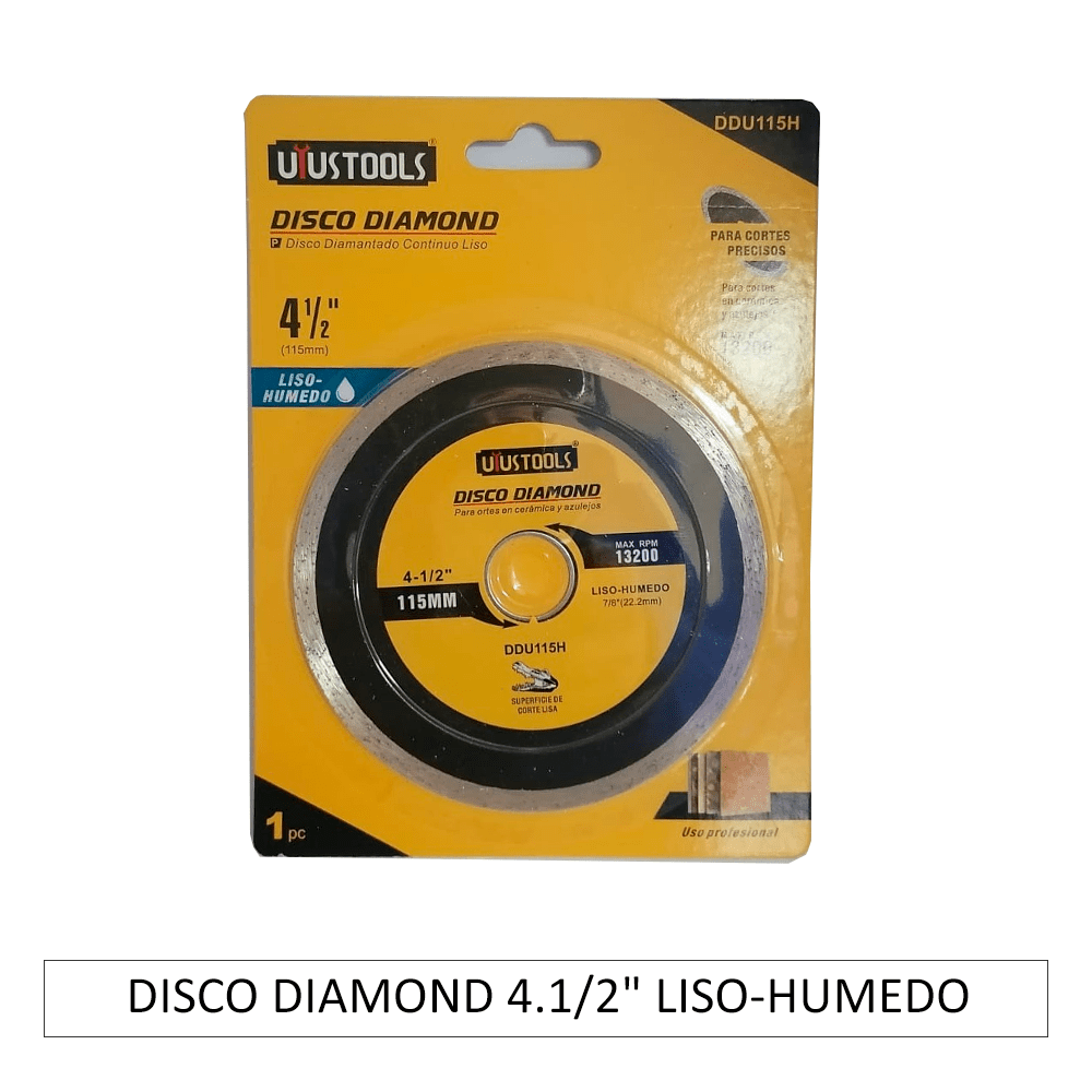 DISCO DIAMOND UYUSTOOLS 4.1/2" LISO-HUMEDO | Ferretería San Carlos