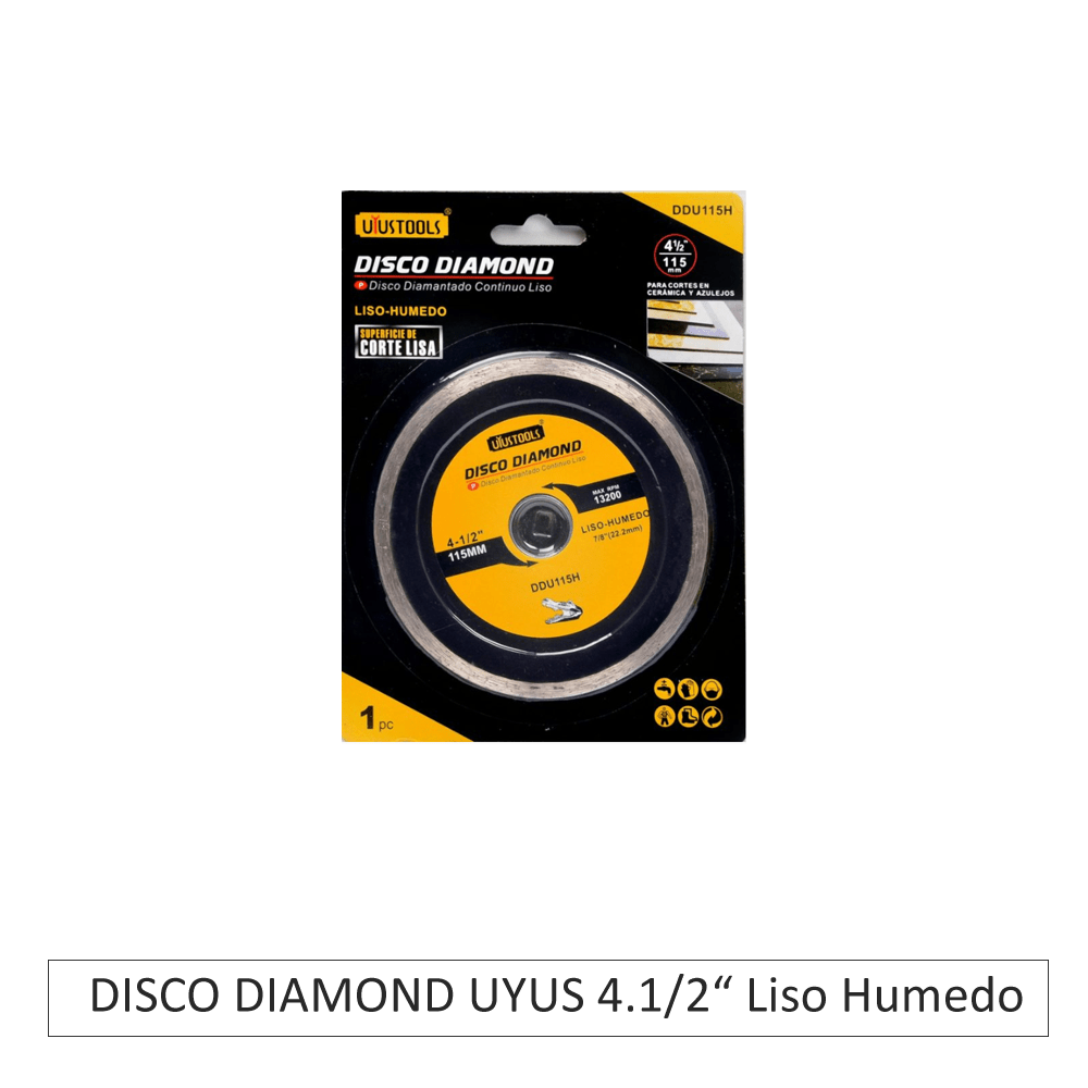 DISCO DIAMOND UYUSTOOLS 4.1/2" LISO-HUMEDO | Ferretería San Carlos