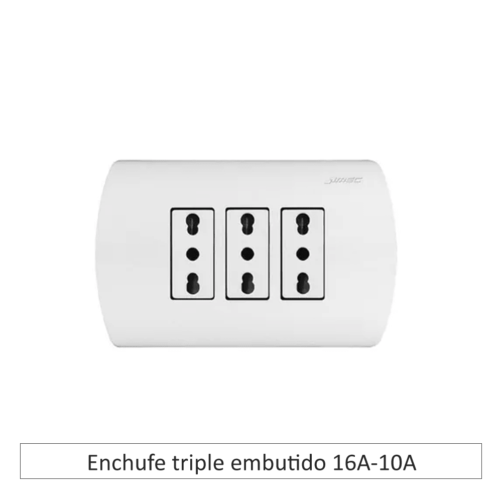 Enchufe triple embutido 10/16 A | Ferretería San Carlos
