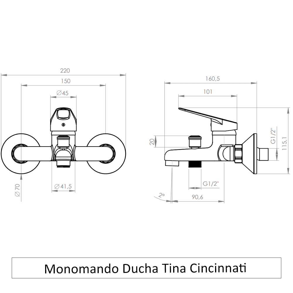 Monomando Ducha Tina Cincinnati | Ferretería San Carlos