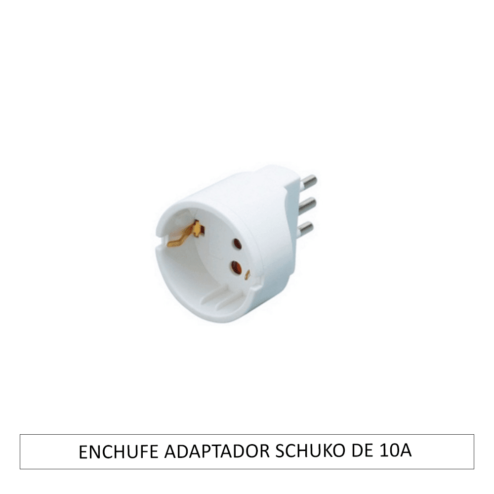 Enchufe adaptador Shuko de 10A c/tierra Blanco | Ferretería San Carlos