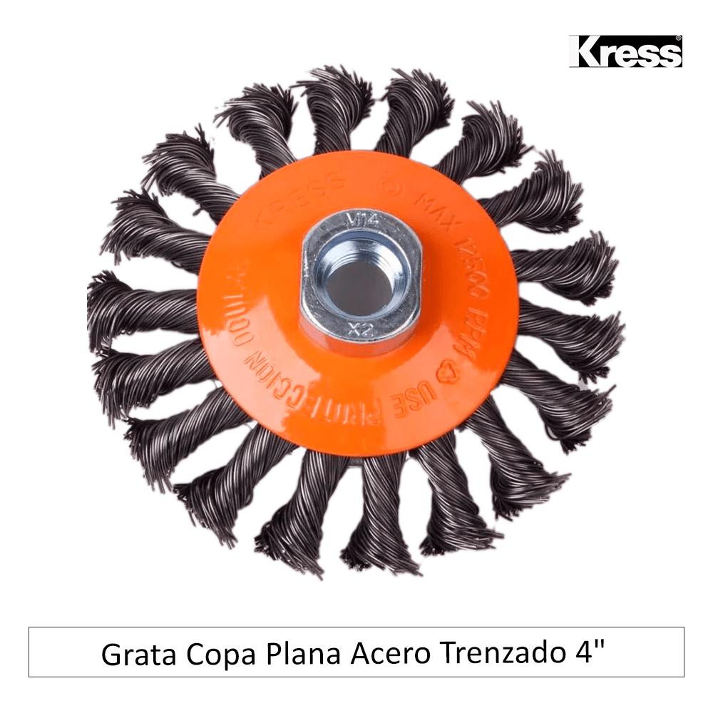Grata Copa Plana Acero Trenzado 4" | Ferretería San Carlos