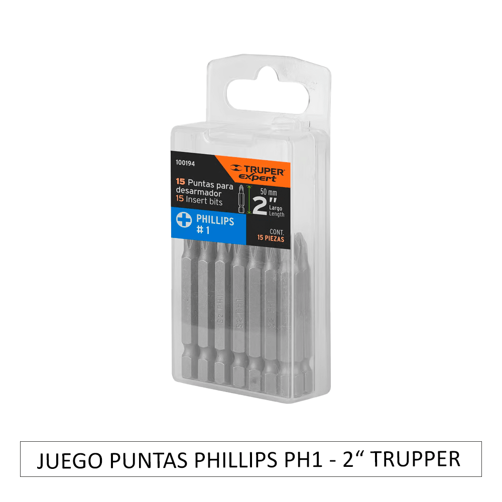 Juego de Puntas Phillips PH1 - 2" Trupper | Ferretería San Carlos