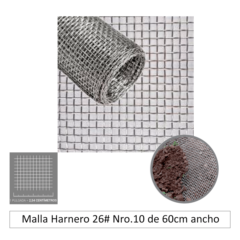 Malla Harnero Nro. 10 x 0.60m ancho | Ferretería San Carlos