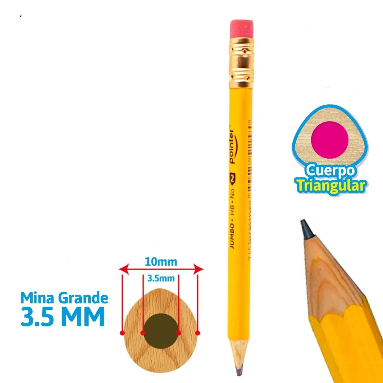 Lápiz Grafito jumbo con goma Pointer | ROSHI.cl