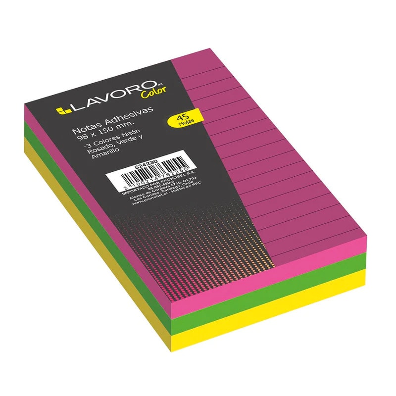 Notas Adhesivas 3 Colores 98x 150mm. | ROSHI.cl