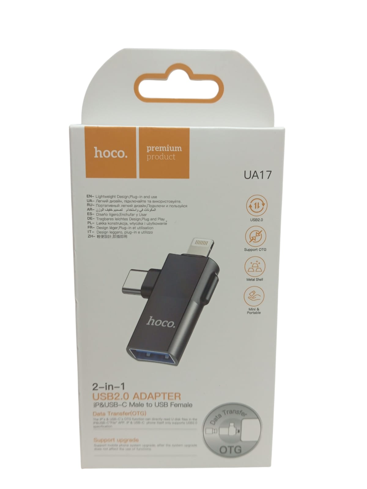 Adaptador HOCO UA17 2-en-1 Lightning / USB-C a USB | ROSHI.cl