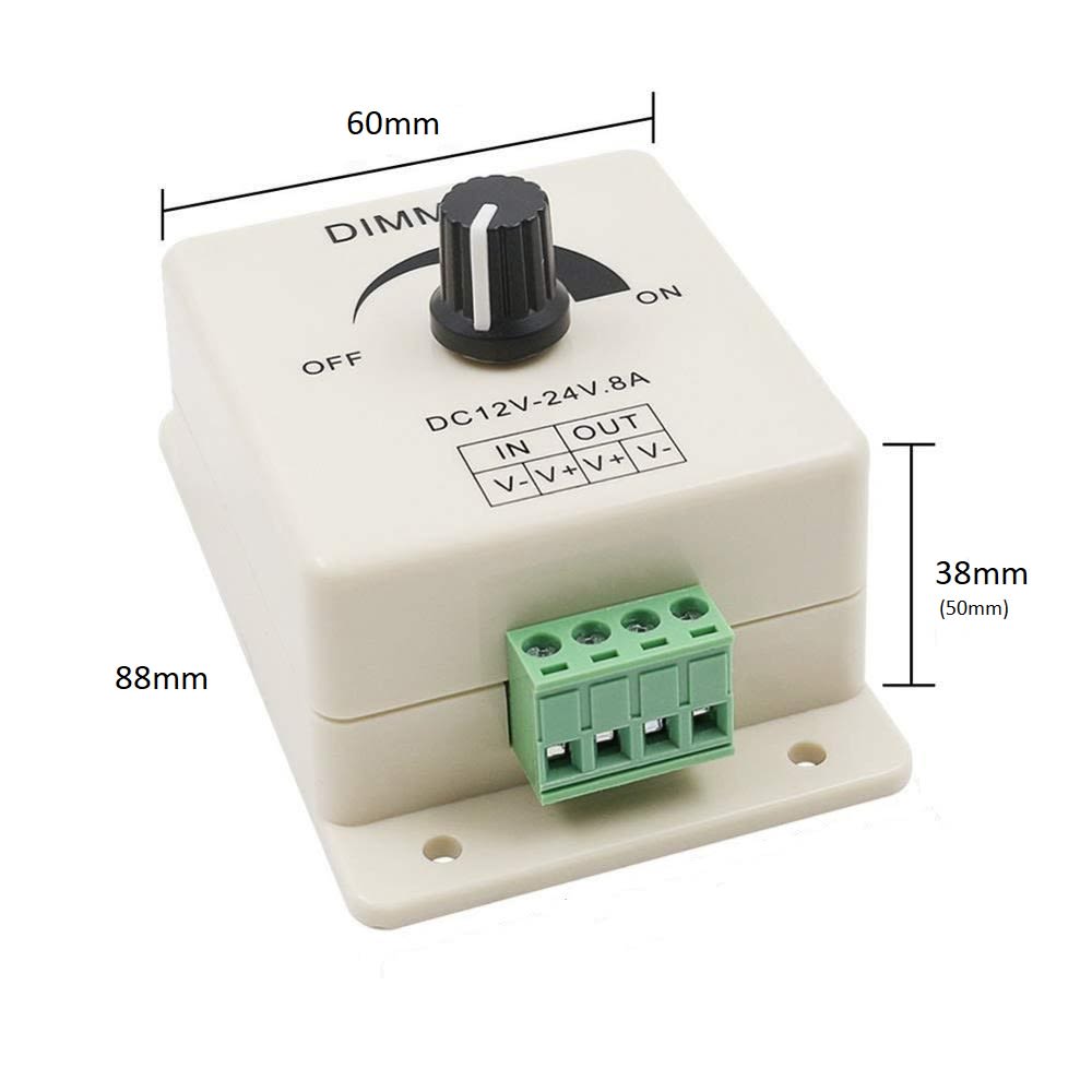 Dimmer para Ajuste de Brillo de Luz LED DC12-24V 8A | Presente.cl
