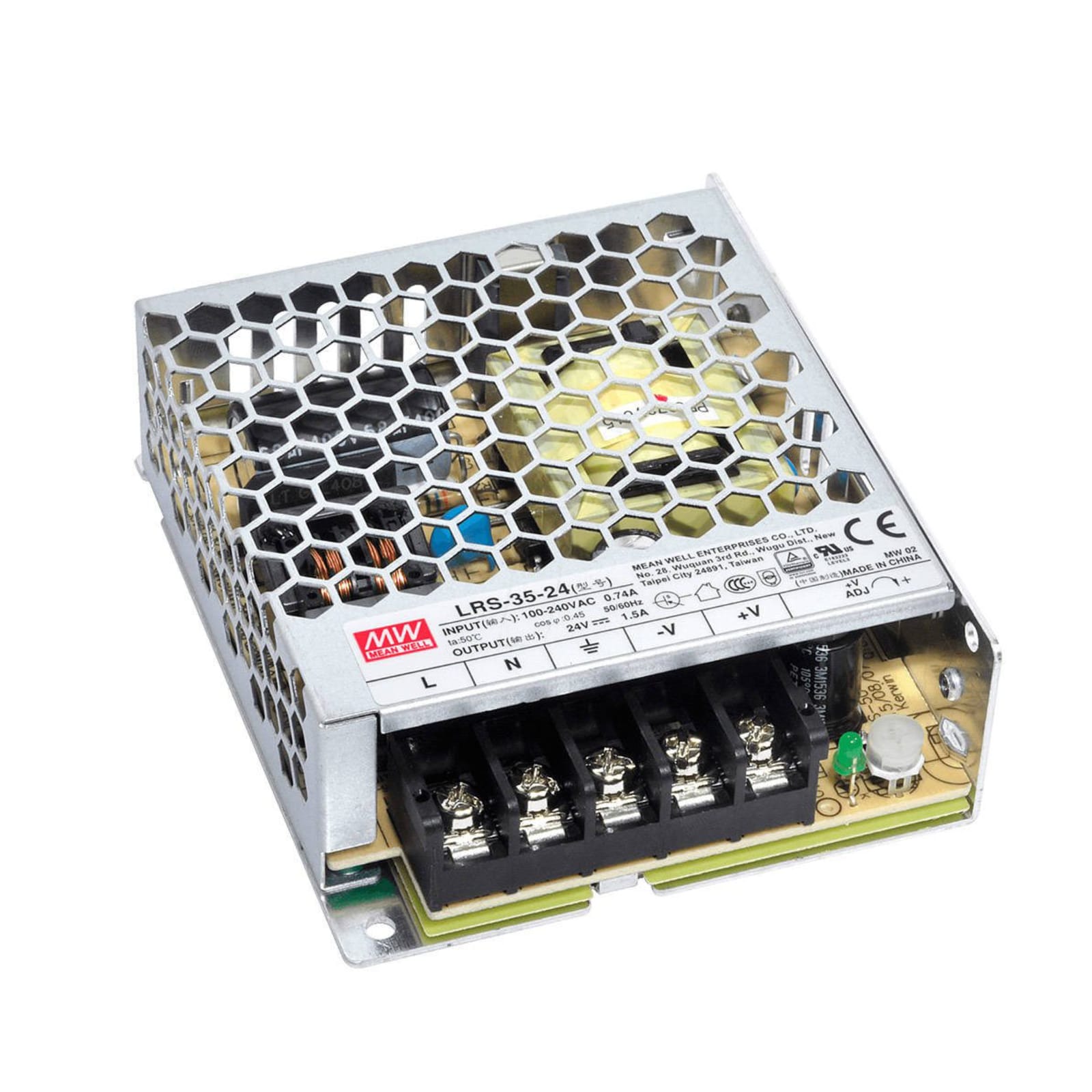 Fuente de Poder Mean Well 24V 1.5A 35W LRS-35-24 (99x82x30mm) | Presente.cl