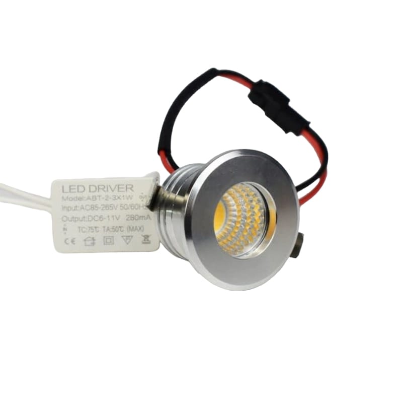 Foco Spot Mini 3W 3000K Luz Cálida Plateado Embutido Redondo | Presente.cl