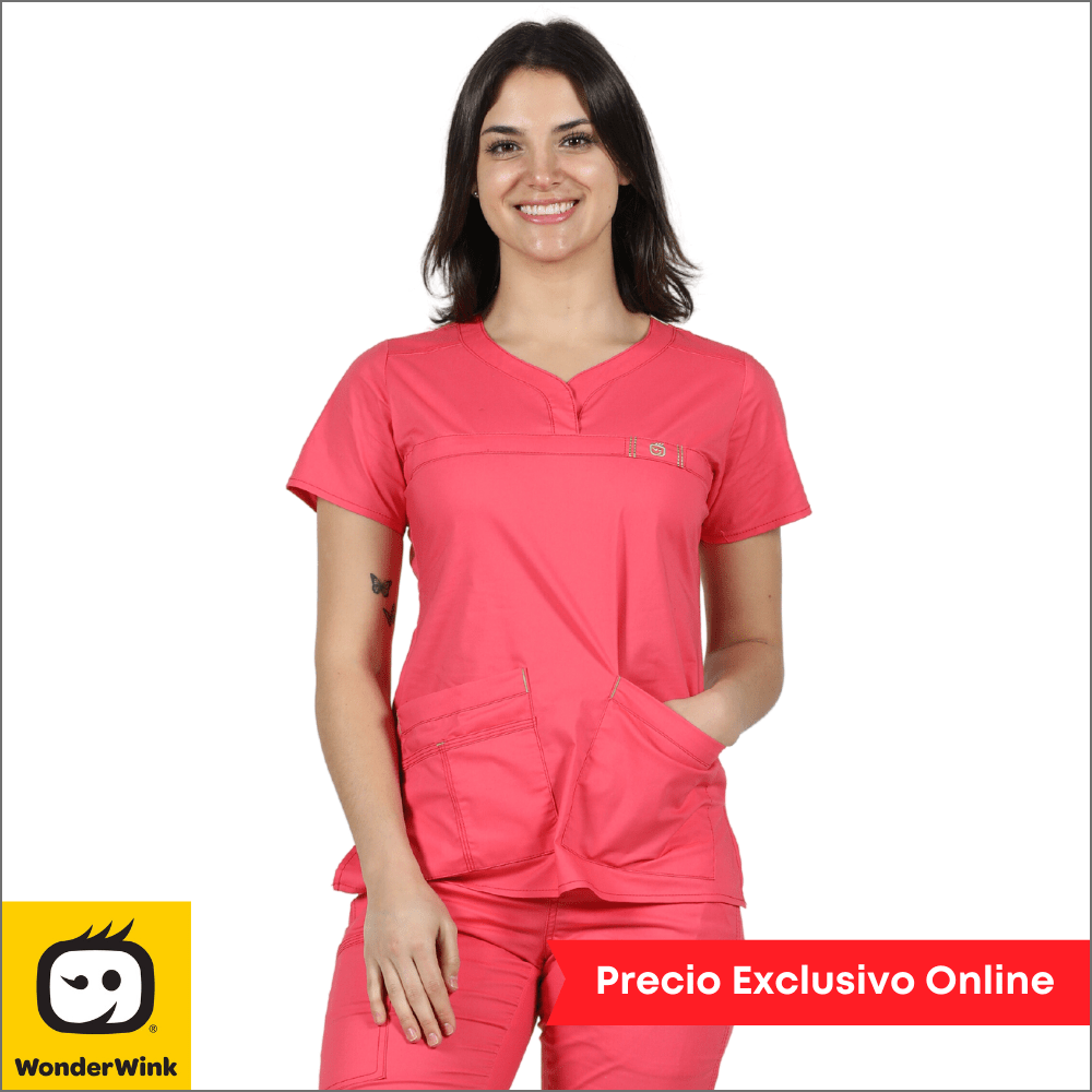 POLERA CLINICA MUJER WONDERFLEX 6208 PAPAYA | ssuniformesclinicos